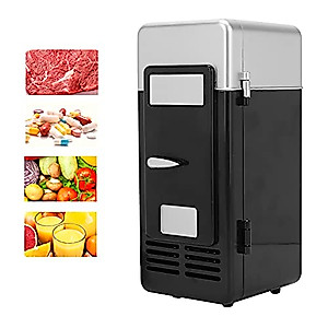 Mini Fridge, Portable Car Fridge USB Hot Cooler Freezer Food Skin Care Products Storage Small Fridge Compact Cool Fridge For Cola Coffee In The Car Office Desk & College Dorm Room Bedroom