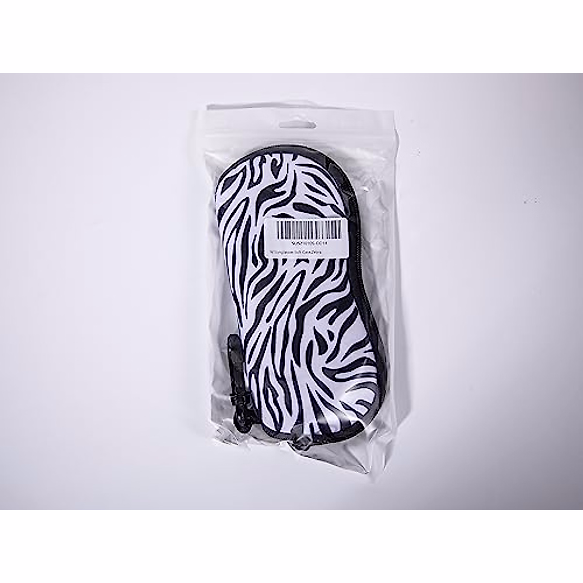 MoKo Sunglasses Soft Case Ultra Light Neoprene Zipper Eyeglass Case with Clip, Zebra