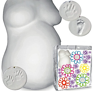 Belly Cast kit Pregnancy - Belly Molds kit Pregnancy and Baby Handprint Footprint Product (Pregnancy Maternity 5 Rolls Plaster and 2 Bags Modeling Clay)