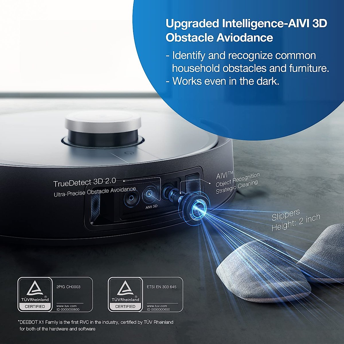 ECOVACS DEEBOT X1 Plus Robot Vacuum and Mop Combo with Self Emptying Station, 5000Pa Robot Vacuum Cleaner, Upgraded Laser Navigation, 3D Map, Obstacle Avoidance, Built-in YIKO Voice Assistant, Black
