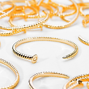 MEVECCO Gold Initial Nail Cuff Bracelets 18K Gold Plated Handmade Cute Cuff Bangle Dainty Letters Bracelets for Women Jewelry Gift(A)