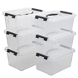 Ortodayes 6-Pack Small Clear Storage Boxes, Plastic Bin with Lid, 5.5 Liter
