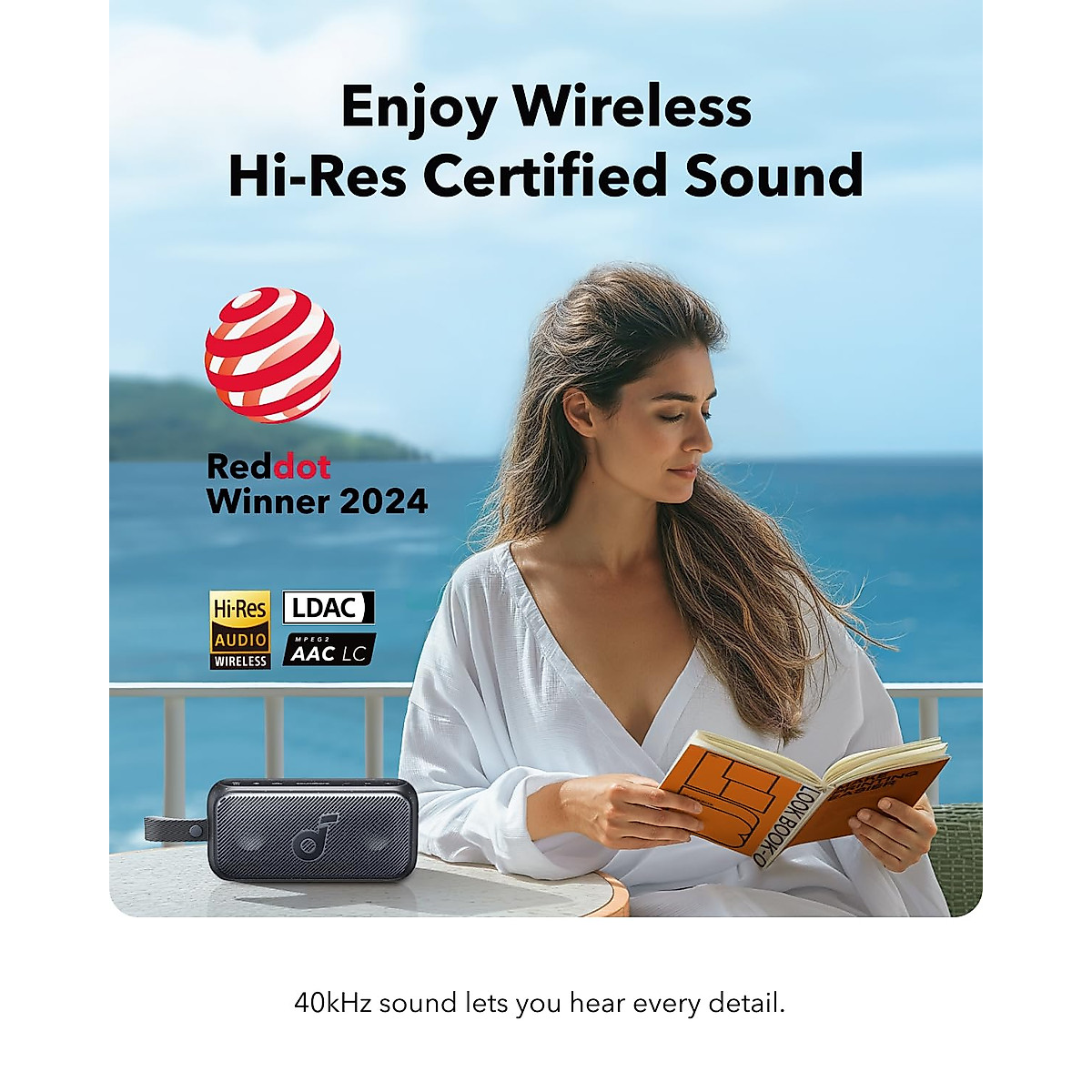 Soundcore Motion 300 Wireless Hi-Res Portable Speaker with BassUp, Bluetooth with SmartTune Technology, 30W Stereo Sound, 13H Playback, and IPX7 Waterproof, for Backyard, Camping, and Hiking