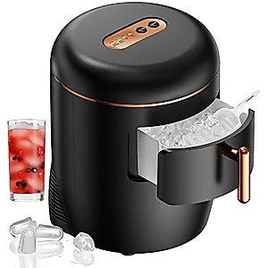 33Lbs Ice Maker Countertop, 10 Ice Cube Ready in 8-9 Mins, Crystal Clear Ice, 33Lbs/24H, Self-Cleaning Clear Ice Maker Machine, 2 Sizes Ice Cube Maker, Ice Scoop/Basket/Hook, for Home Camping Party RV