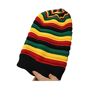 RW mens Classic Rasta Slinky Beanie, Black/Rasta, One Size