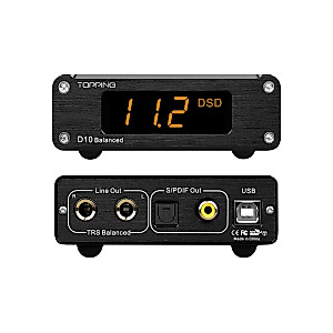 Topping D10 Balanced USB DAC ES9038Q2M XMOS XU208 PCM384kHz DSD256 HiFi DAC Decoder (Black)