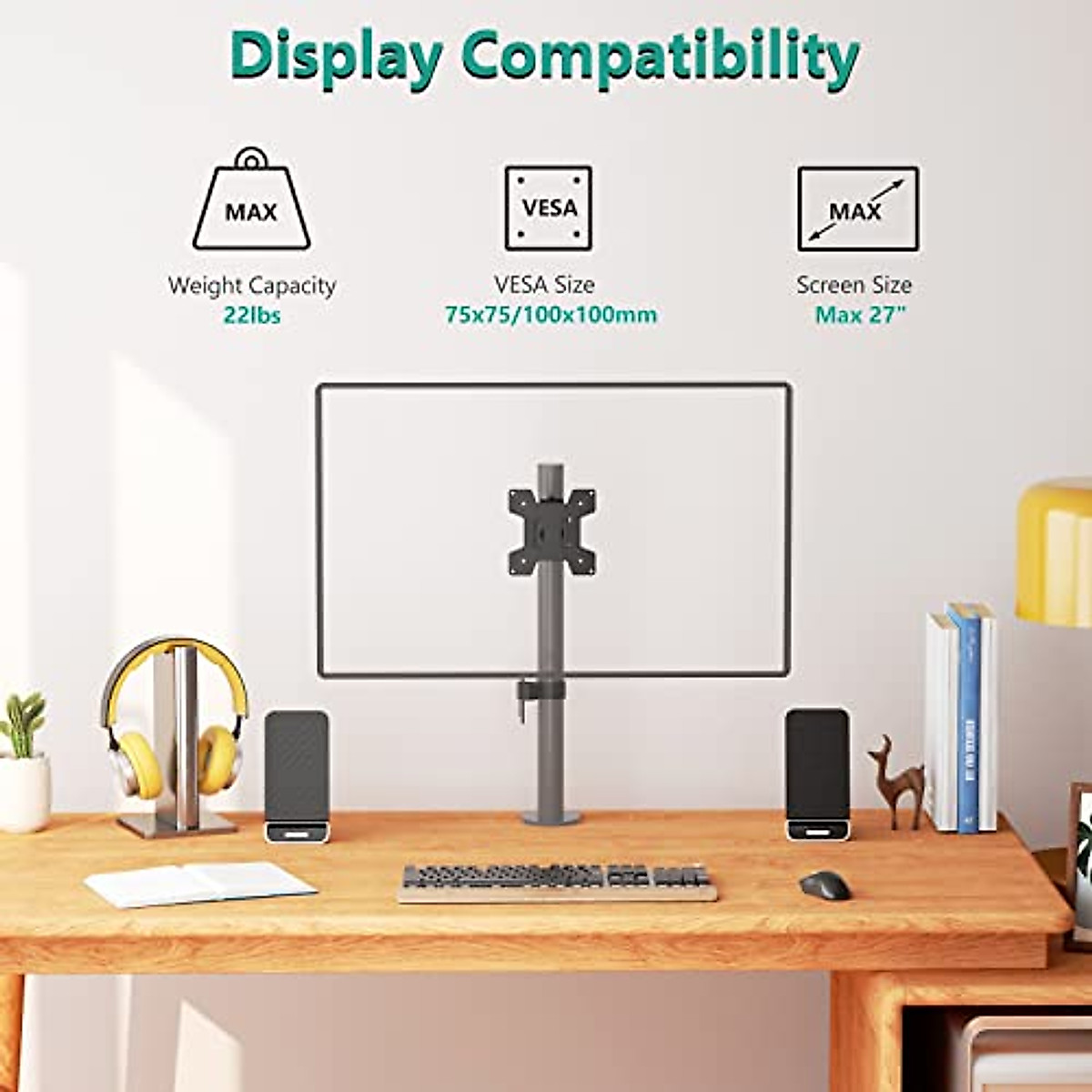 WALI VESA Mounting Plate for WALI Monitor Mounting System, VESA 75 by 75 mm and 100 by 100 mm (VES01), Black