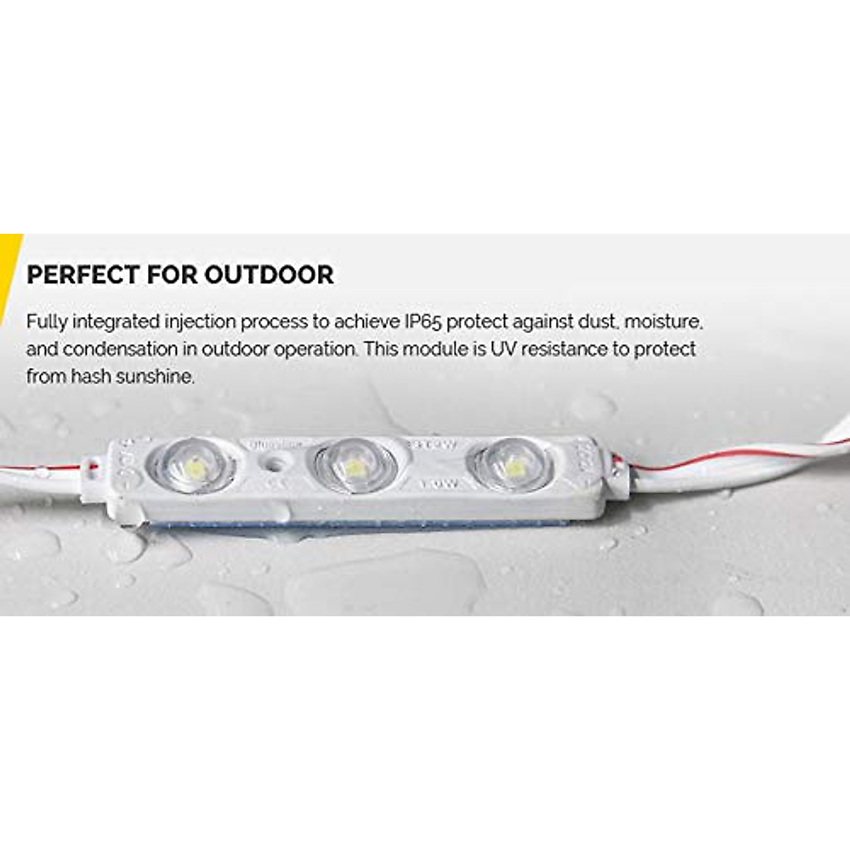 MELDIKISO LED Module, White Light for Window, Storefront Decoration, SMD 116ft 2835 Waterproof, 3 LED Chips, 1W, DC12V, IP65, Beam Angle 160°, Bulk for Channel Letter Light Box Signs (50PC)