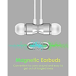 PALOVUE Lightning Headphones Earphones Earbuds in-Ear Magnetic MFi Certified with Microphone Compatible iPhone 14 13 12 11 Pro Max iPhone X XS Max XR iPhone 7 8 Plus iPad Metallic Silver