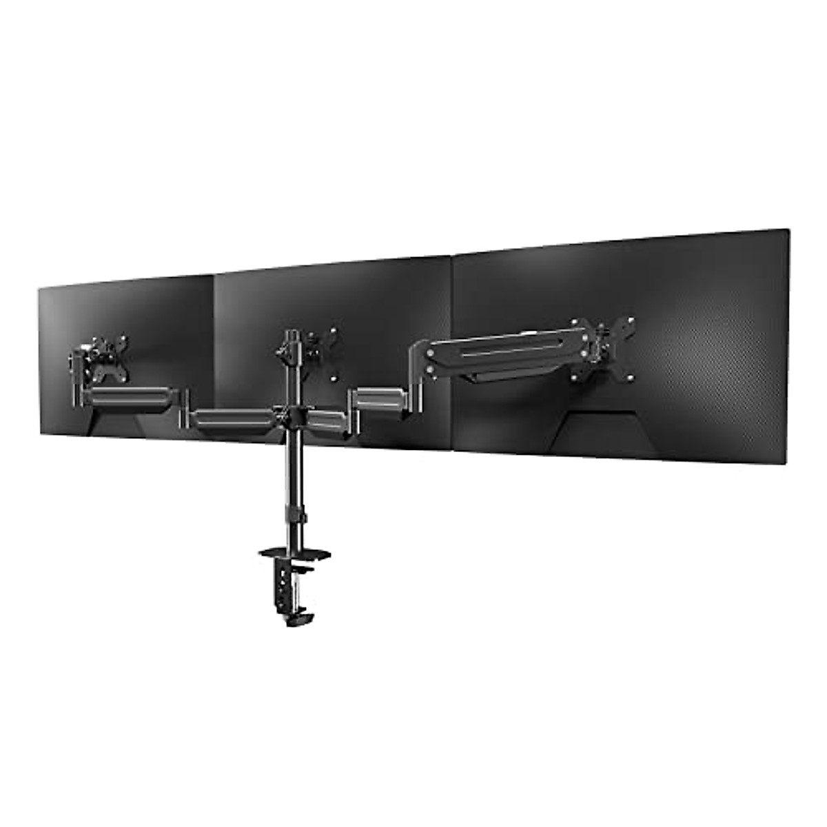 suptek Triple Monitor Stand - 3 Monitor Mount with Gas Spring Monitor Arm Fit Three 17 to 32 inch Flat/Curved LCD Computer Screens with Clamp, Black MD8003
