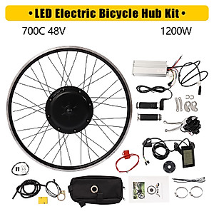 DCEHKR E-Bike Conversion Kits 48V Electric Bike Front Hub Conversion Kit Brushless and Gearless 205 Series Hub Motor 1200W Electric Bicycle Conversion Kits Suitable for 700 x 32c-42c Front Wheel