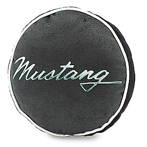 Buckle-Down Pet Plush Squeaker Toy - Ford Mustang Tri-Bar Logo/Script Round