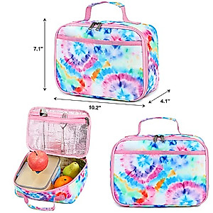 Kids Lunch Box for School Girls Boys Insulated Lunch Bags Reusable Lunch Cooler Tote for Women Work Travel Pinic (Tie-Dye Blue)