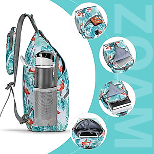 ZOMAKE Sling Bag for Women Men:Small Crossbody Sling Backpack - Mini Water Resistant Shoulder Bag Anti Thief Chest Bag Daypack for Travel Hiking Outdoor Sports(Flamingo Blue)