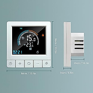 Floor Heating Thermostat, Programmable Home Heating Controller AC 90-240V High Accuracy Touch Control for Hotel (16A Electric Heating with WiFi (Included 3 Meter)