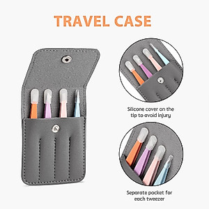 Velodios Tweezers for Women and men, Professional Precision Tweezers for Eyebrows, Pointed and Slant Tweezers for Facial Hair, Splinter and Ingrown Hair Removal, Stainless Steel Tweezers Set