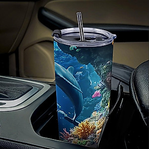 zxxpensy 20 Oz Tumbler Travel Cup Cute Beagle Dog with American Flag Water Bottle, Stainless Steel Vacuum Insulated Coffee Mug with Straw Lid And Cleaning Brush