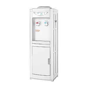 Top Loading Water Cooler Dispenser, Vertical Electric Hot & Cold Water Dispenser with Storage Cabinet, Hold 3 or 5 Gallon Bottle, Child Safety Lock for Home Office