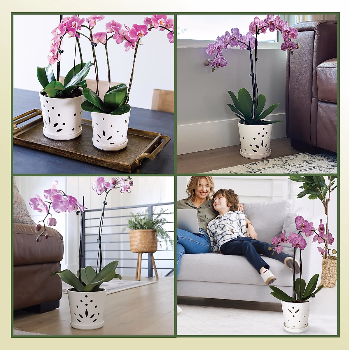 Atri Orchid Pot with Holes–6.5" Porcelain Indoor Orchid Planter–Large Orchid Pots for Repotting–Ceramic Orchid Planter–Drainage Holes