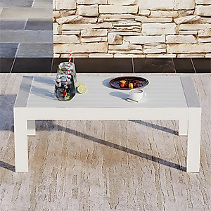 Solaste Aluminum Outdoor Coffee Table, All-Weather Rectangle Metal Patio Coffee Table Furniture for Balcony, Garden, Indoor or Outdoor Use, White