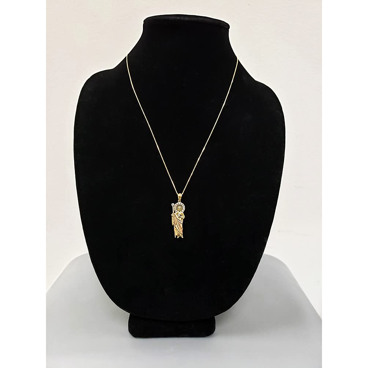 LA BLINGZ 14K Tri-Color Gold Saint Jude CZ Pendant Necklace (22" Necklace)