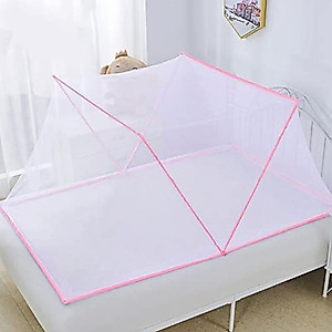 Mosquito Tent, 125 x 70 x 50cm Foldable Mosquito Net Bedroom Bed Net Tent Portable Mosquito Net Tent Easy to Store Lightweight for Room (Pink)