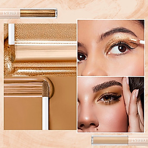 Easilydays Double Head Liquid Glitter Matte eyeshadow for Brown Eyes, Sunset Pearl and Matte Shimmer Shadow, Taupe & Brown, Highly Pigmented Long Lasting Waterproof, Lightweight Travel Size Eye Makeup Gift (#03)