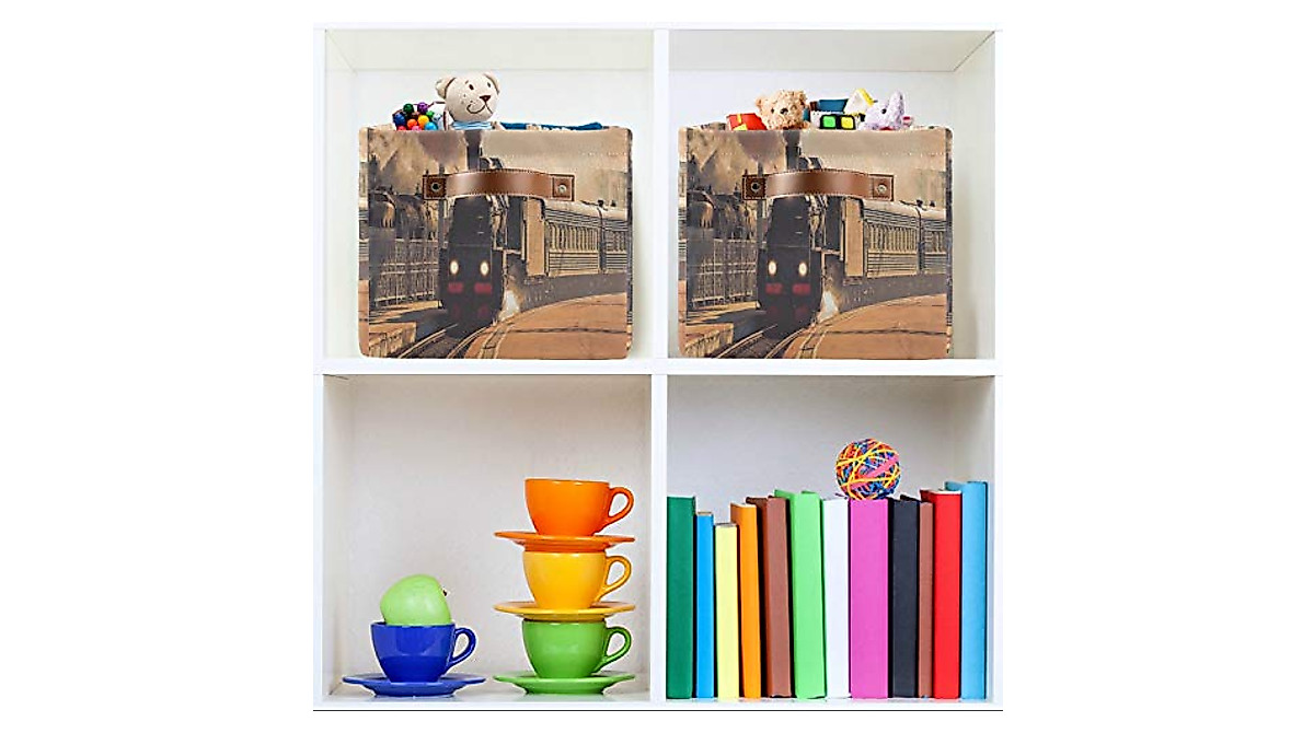 Retro Train Storage Bin - Collapsible & Multi-Purpose