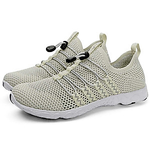 DLGJPA Men's Quick Drying Water Shoes for Beach or Water Sports Lightweight Slip On Walking Shoes Apricot 10.5