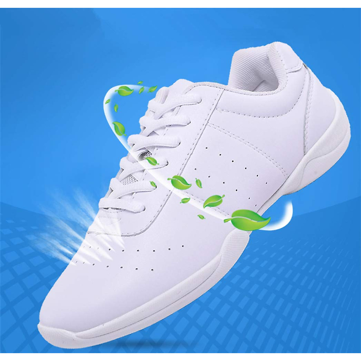 DADAWEN Adult & Youth White Cheerleading Shoe Athletic Sport Training Competition Tennis Sneakers Cheer Shoes White US Size 10.5/EU Size 43