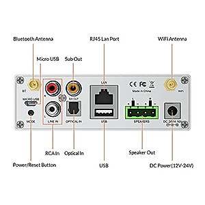 Arylic A50+ WiFi & Bluetooth Home Amplifier,TPA3116 with 50+50W 24V DC/2.0 Stereo Channel,Airplay 1 DLNA,Multiroom/multizone Sync, HiFi Audio Streaming Integrated for Speakers