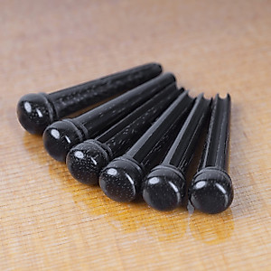 Waverly Ebony Guitar Bridge Pins, Oversized, Slotted, Set of 6