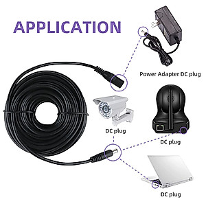 Sqlszt DC Power Adapter Extension Cable 100 feet 12V Power Adapter Extension Cable 2.1mm x 5.5mm Compatible with DC Adapter Cord Fit for CCTV Security Camera Wireless IP Camera Standalone DVR Black