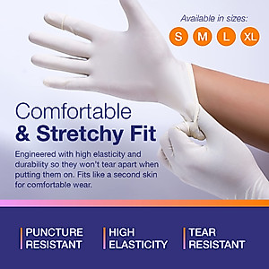 MedRose Small Latex Gloves - 1000 Count Rubber Gloves - Disposable Gloves Powder Free, Waterproof, White