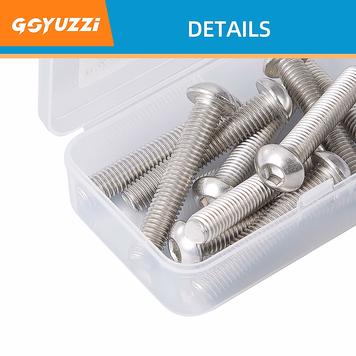 M5 x 30mm Button Head Socket Cap Screws Bolts, Stainless Steel 304, Bright Finish, Fully Threaded, Metric Allen Hex Drive, 50PCS