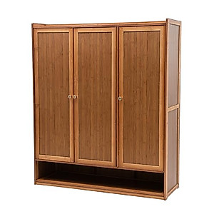 CNCEST Shoe Cabinet with Shutter Doors, 8 Tier Bamboo Floor Standing Shoe Shelf Storage Organizer for Home Entryway (1, Brown-90x32x107cm)