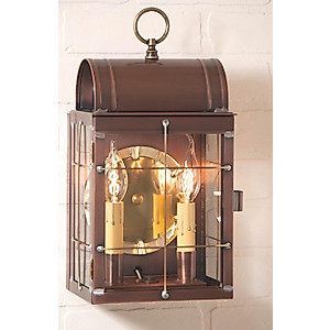 Irvin's Country Tinware Toll House Wall Lantern in Antique Copper 15 Inches