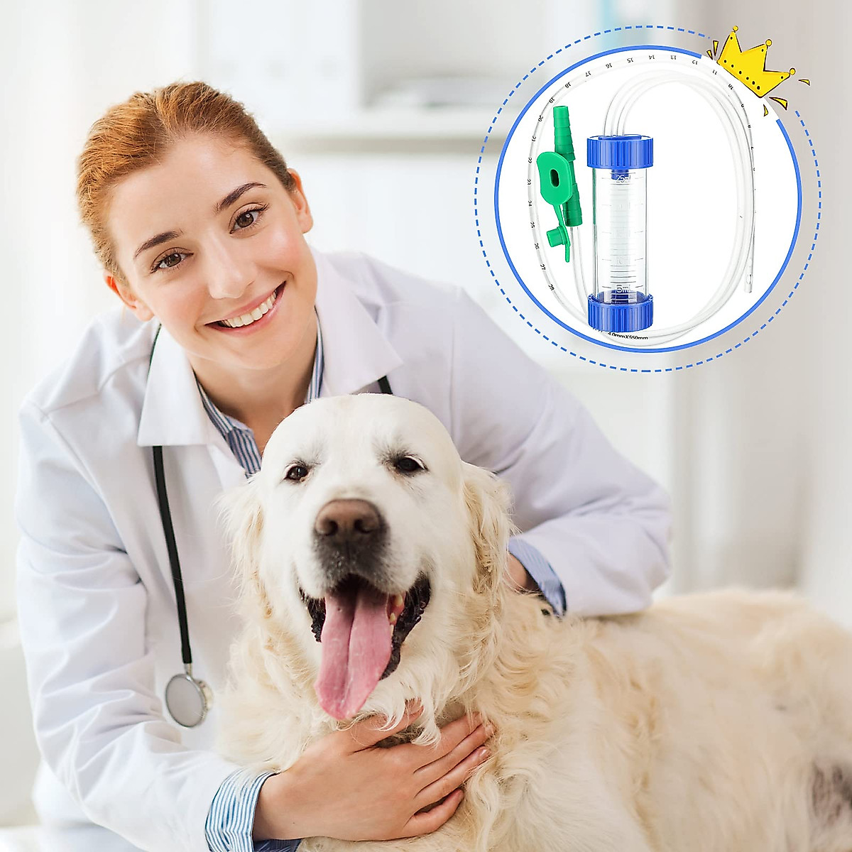 2 Pcs Mucus Trap for Puppies Suction Catheter Suction Device with Mucus Trap for Extracting Liquid or Mucous from Animal's Nose and Mouth for Small Animal, 25 Ml, 8 FR