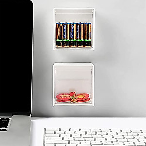 Meltset Wall Mounted Storage Box Self-Adhesive Water&Dust Proof Storage Dispenser Transparent Acrylic Organizer Bathroom Small Storage Container for Cotton Ball, Cotton Pad, Bandaid