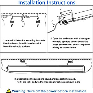 4FT LED Vapor Tight Lights, 40W LED Vapor Proof Light, 5200LM 5000K Commercial LED Workshop Light, IP65 Waterproof for Car Wash, Garage, Walk-in Freezer, 100-277V AC DLC UL Listed (6-Pack)