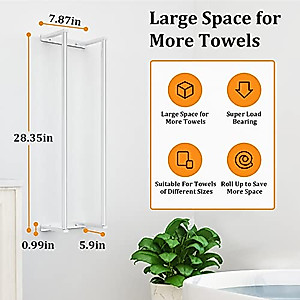 Birosnsy Towel Racks for Bathroom Wall Mounted Rolled Towel Holders Towel Storage Organizer for Small Bathroom Mounted Towel Rack Holds Hand Towels Robes Towels Washcloths in Bathroom/RV/Camper Silver