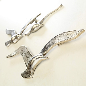 WHW Whole House Worlds Americana Flying Birds Metal Wall Decor Art, Handcrafted, Cast of Fine Silver Aluminum, Bas-relief, 15.25 Inches Wide and 13.25 Inches Wide