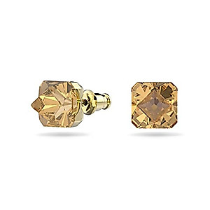 SWAROVKSI Ortyx stud earrings, Pyramid cut crystals, Yellow, Gold-tone Finish