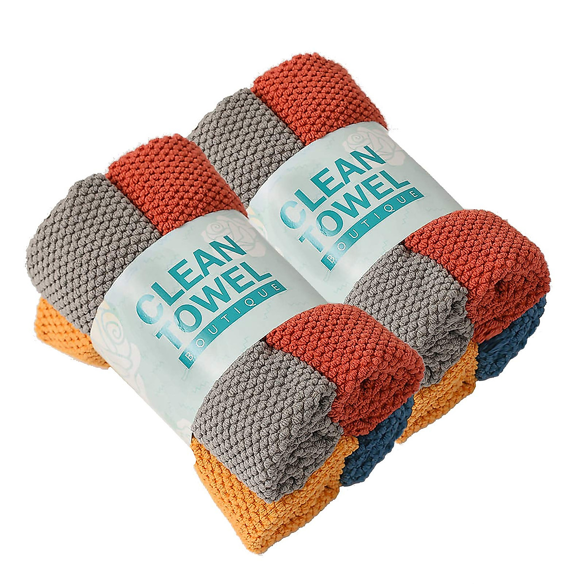 EKADA Kitchen Dish Cloths Dish Towels, Quick Drying Dish Rags Pack of 8, 12x12 Inches Dish Rags for Washing Dishes, Durable Dish Towels for Kitchen (Multi Color)