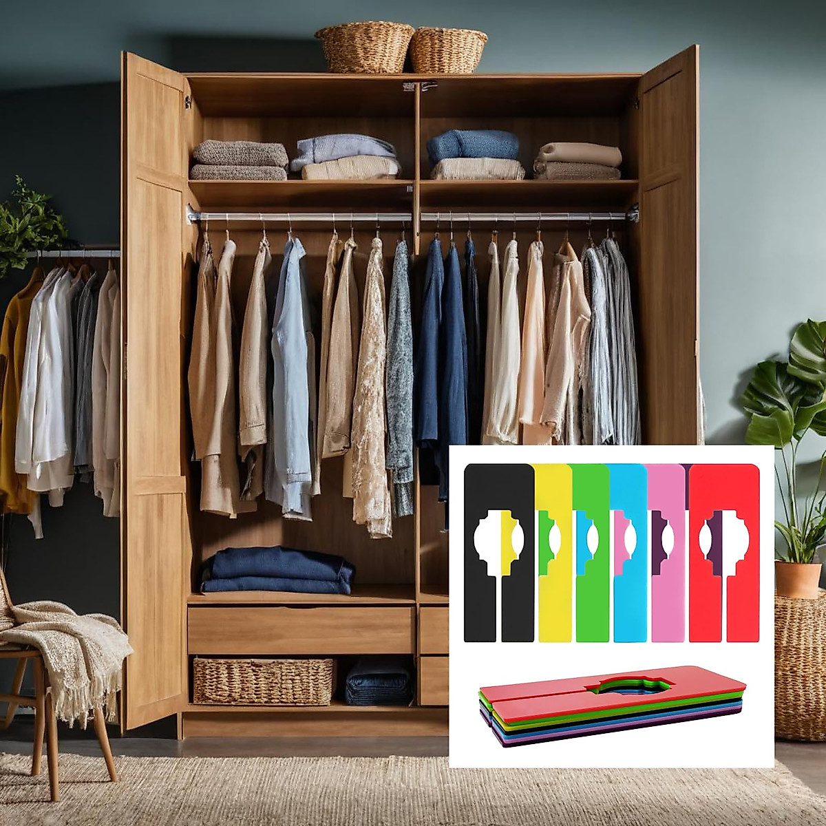 YHOLSDAS Closet Dividers for Hanging Clothes, Rectangular Closet Dividers for Sorting Clothing Size, Color, Writable & Reusable Rack Dividers for Sorting Clothing, 2" x 5", 7pcs