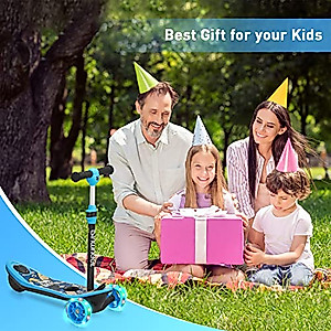 [Gift for Children's Day] isinwheel Mini Pro Electric Scooter for Kids Ages 3-12, 3-Wheel Electric Scooter for Boys/Girls with Long Battery Life, Flashing LED Wheels, 3 Adjustable Height (Blue)