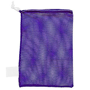 Champion Sports Mesh Sports Equipment Bag, Purple, 12x18 Inches - Multipurpose, Nylon Drawstring Bag with Lock and ID Tag for Balls, Beach, Laundry