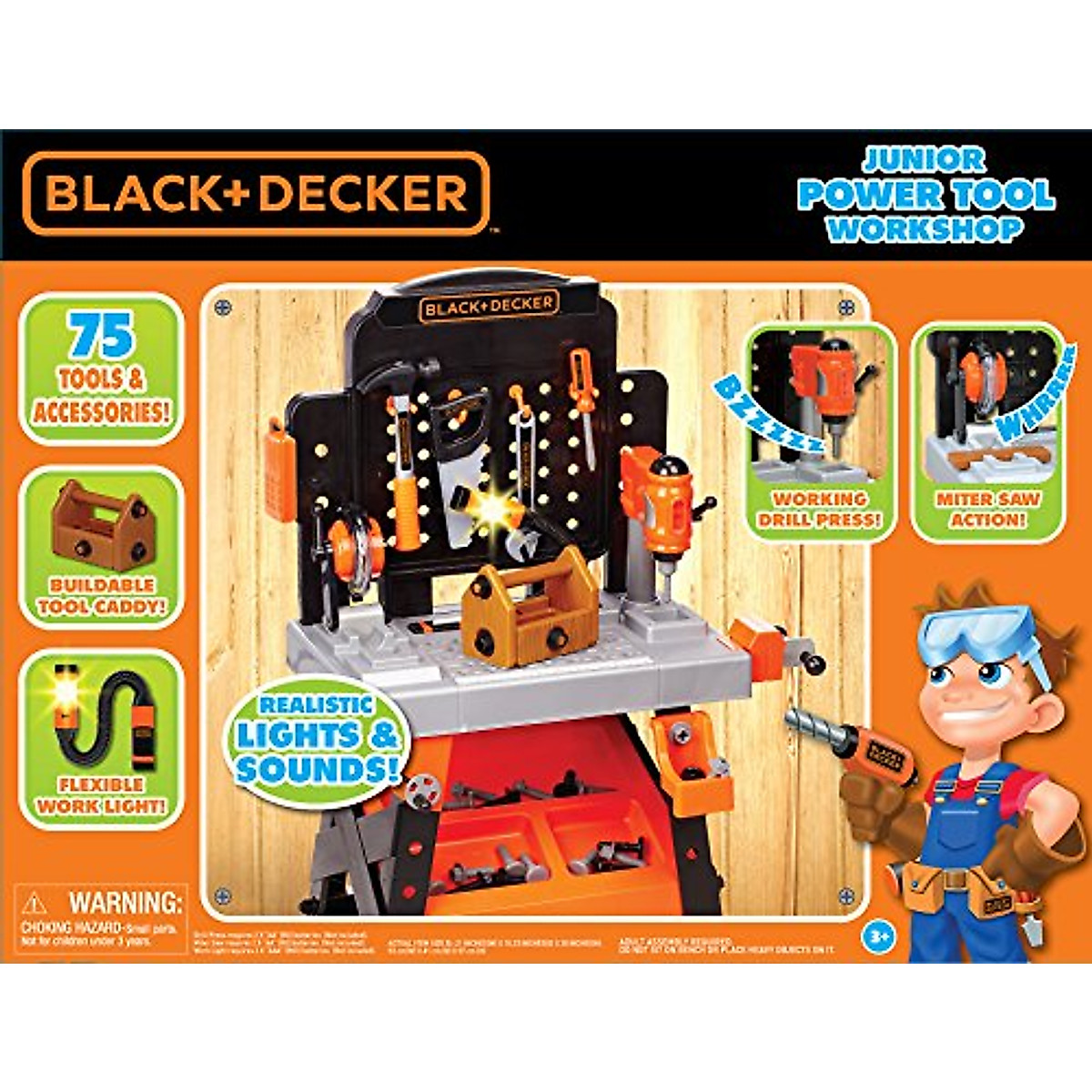 Black+Decker Kids Workbench - Power Tools Workshop - Build Your Own Toy Tool Box – 75 Realistic Toy Tools and Accessories [Amazon Exclusive]