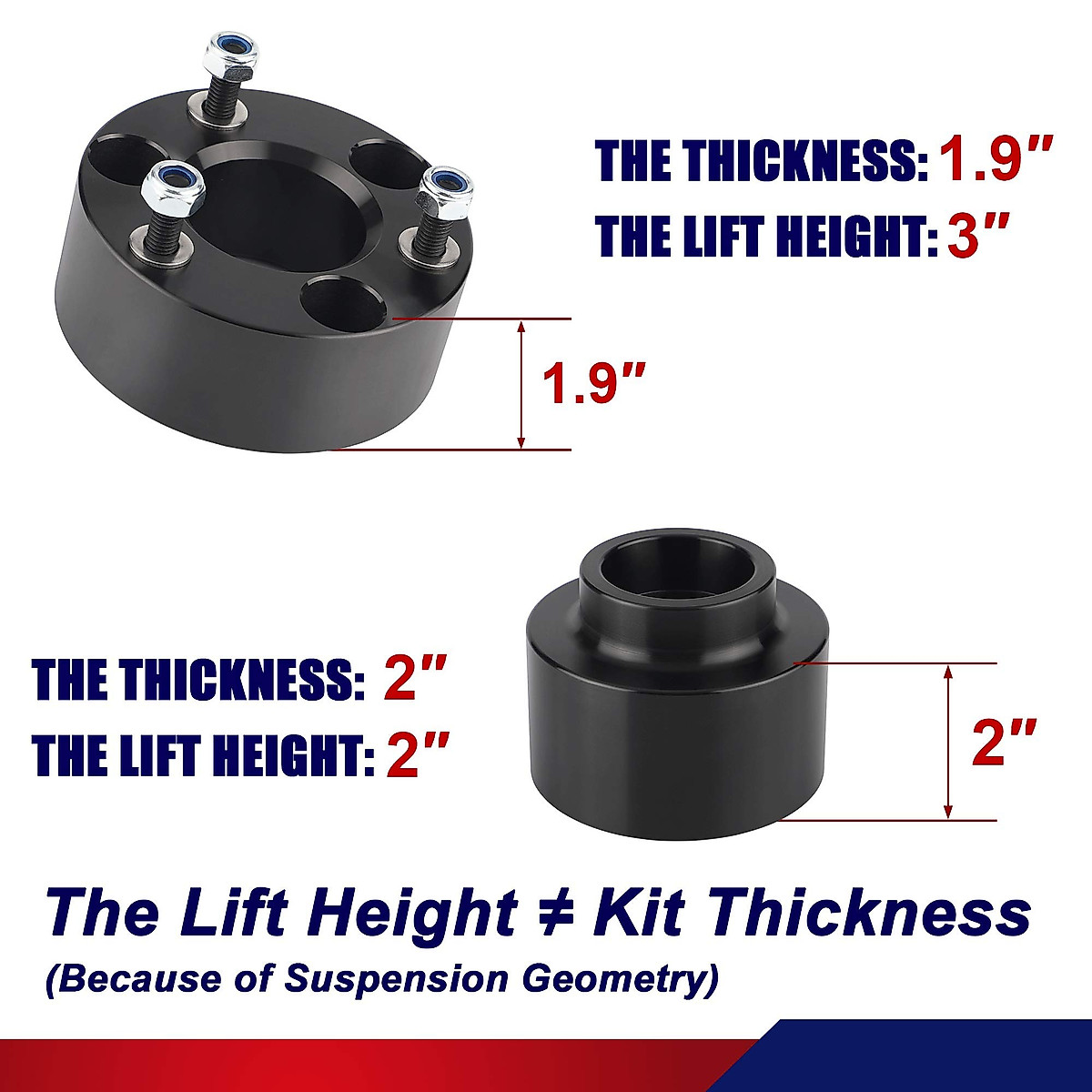 3 inch Front 2 inch Rear Leveling Lift Kits for 2009-2024 Ram 1500 4WD 4X4 Only, 3 Inch Front Strut Spacers and 2 Inch Rear Lift Spacers for Ram 1500