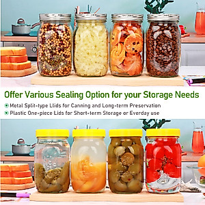 Encheng Wide Mouth Mason Jars 32oz,Clear Glass Mason Jars with Lids and Bands,12 Pack Quart Size Canning Jars with Metal and Plastic Lids for Preserving,Meal Prep,Fermenting,Jam